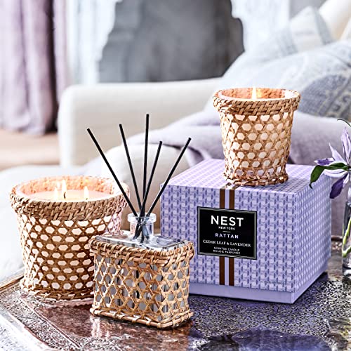 NEST New York Cedar Leaf & Lavender Decorative Rattan Scented Classic Candle, 8 Ounces