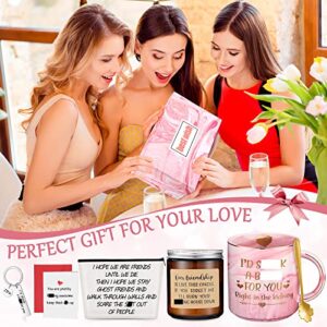 Sieral 6 Pieces Birthday Gifts for Women Relaxing Spa Gift Bestie Gifts for Women Friendship Gifts for Women Friends Cool Mom Birthday Gifts Scented Lavender Candle Keychain Mug for Gifts Women Girl