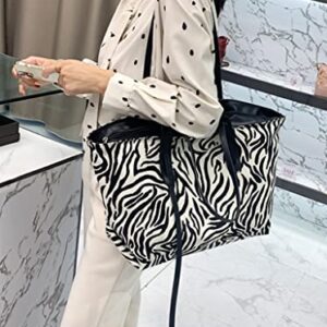 Tote Bag for Women Zebra Pattern Shoulder Bag Hobos Purse +++ Large Satchel Handbag for Working Travel Shopping (White)