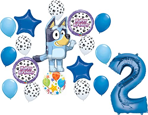 Bluey 2nd Birthday Party Supplies Balloon Bouquet Decorations With Paw Prints