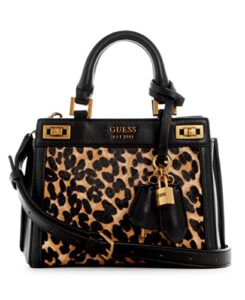 guess womens katey satchel crossbody mini, leopard, one size us