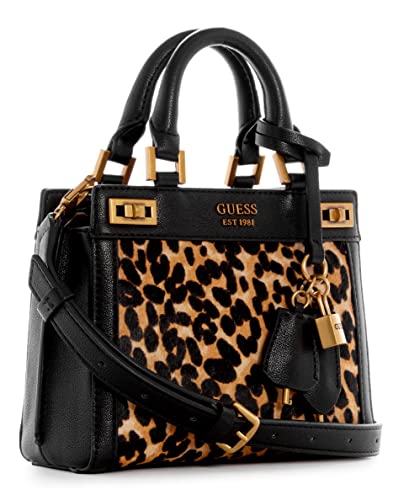 GUESS Womens Katey Satchel Crossbody Mini, Leopard, One Size US