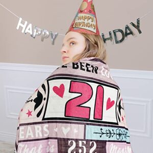 21st Birthday Gifts for Her, Best Birthday Gifts for 21 Year Old Female, Daughter, Women, Girl - 21st Birthday Gift Ideas, Happy 21st Birthday Decorations for Her Women, 21st Birthday Blanket 50x60