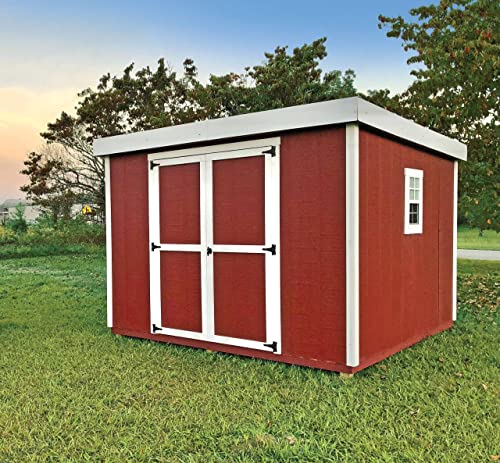 OverEZ Outdoor Storage Shed (﻿10 ft. x 10 ft. x 7.5 ft), Pinewood USA Made Shed Kit In A Box, Double Doors, Windows, Large Storage Shed For Lawn Equipment and Outdoor Gear (Shed Floor Sold Separately)