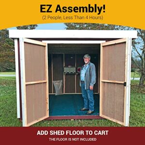 OverEZ Outdoor Storage Shed (﻿10 ft. x 10 ft. x 7.5 ft), Pinewood USA Made Shed Kit In A Box, Double Doors, Windows, Large Storage Shed For Lawn Equipment and Outdoor Gear (Shed Floor Sold Separately)