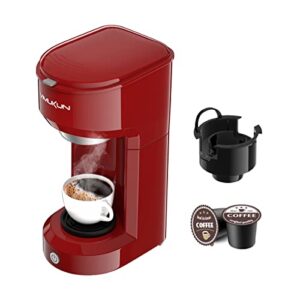 vimukun single serve coffee maker coffee brewer compatible with k-cup single cup capsule with 6 to 14oz reservoir, small size (red)