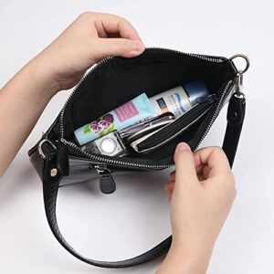 Retro Classic Clutch Bag for Women, Crocodile Leather Underarm Bag Small Purse with Ribbon, Zipper Closure, #1 Black