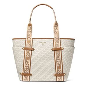 michael michael kors women’s canvas logo maeve large tote handbag vanilla acorn