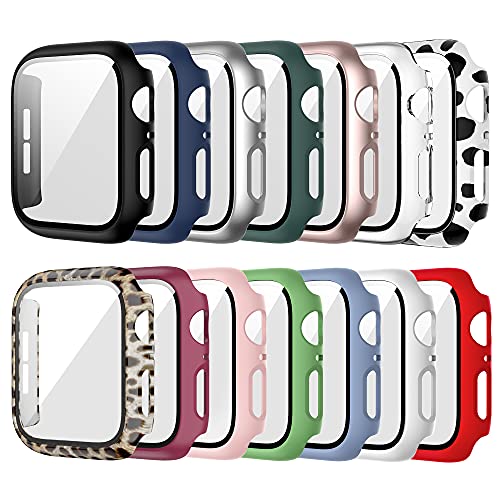 14 Pack Case for Apple Watch Series 8 & Series 7 41mm with Tempered Glass Screen Protector, Haojavo PC Hard Ultra-Thin Scratch Resistant Bumper Protective Cover for iWatch Series 8 7 41mm Accessories