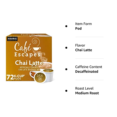 Café Escapes Chai Latte, Single-Serve Keurig K-Cup Pods, 12 Count (Pack of 6)