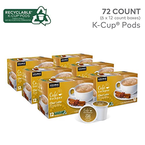 Café Escapes Chai Latte, Single-Serve Keurig K-Cup Pods, 12 Count (Pack of 6)