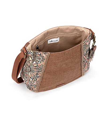 Sakroots Foldover Crossbody Bag in Cotton Canvas, Multifunctional Purse with Adjustable Strap & Zipper Pockets, Sienna Spirit Desert