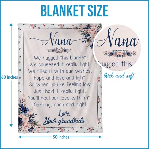 Fastpeace Nana Gifts, Nana Blankets for Nana Grandma Mom Grandmother, Birthday Gifts for Nana from Granddaughter Grandson Grandchildren - Presents Nana Blanket Throw 50x60