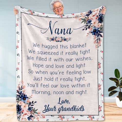 Fastpeace Nana Gifts, Nana Blankets for Nana Grandma Mom Grandmother, Birthday Gifts for Nana from Granddaughter Grandson Grandchildren - Presents Nana Blanket Throw 50x60