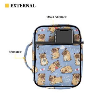 Dreaweet Pug Dog Cartoon Bible Covers for Women Men Bible Case Personalized Design Girls Crossbody Backpack Bag Purse Shoulder Bag Teens Gifts for Birthbay Christmas Valentine's Day