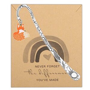 myospark fox bookmark fox lover gift fox inspirational jewelry animal bookmark literary reader gift for book lovers (fox bookmark)