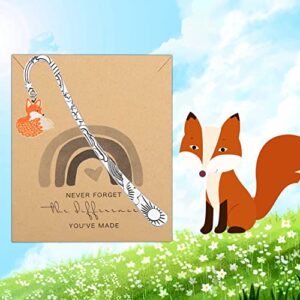 MYOSPARK Fox Bookmark Fox Lover Gift Fox Inspirational Jewelry Animal Bookmark Literary Reader Gift for Book Lovers (Fox Bookmark)