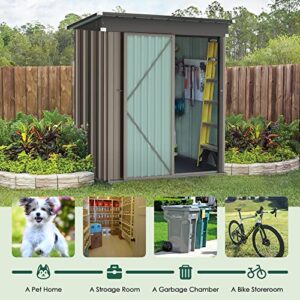 Amopatio Outdoor Storage Shed 5x3 Feet, Heavy Duty Metal Sheds, Waterproof Tool Shed for Garden, Backyard