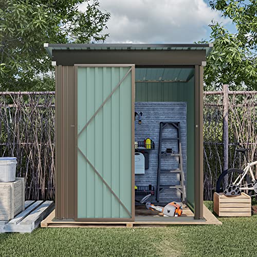 Amopatio Outdoor Storage Shed 5x3 Feet, Heavy Duty Metal Sheds, Waterproof Tool Shed for Garden, Backyard