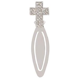 jeweled silverstone cross 4 inch zinc alloy bookmark