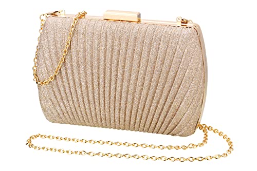 Savatano Gold clutch for women evening,gold purse clutch Handbags Crossbody Bags Wedding Party Shoulder Bag (gold a)