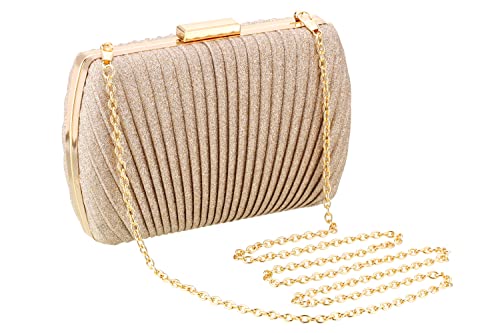 Savatano Gold clutch for women evening,gold purse clutch Handbags Crossbody Bags Wedding Party Shoulder Bag (gold a)