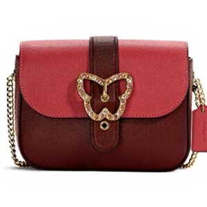 COACH Womens Gemma Crossbody In Colorblock With Butterfly Buckle Strawberry Haze/Cranberry