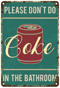 dofala funny vintage bathroom metal tin signs – please don’t do coke in the bathroom, for farmhouse bathroom wall decorations tin signs 8”x12”, green, 01