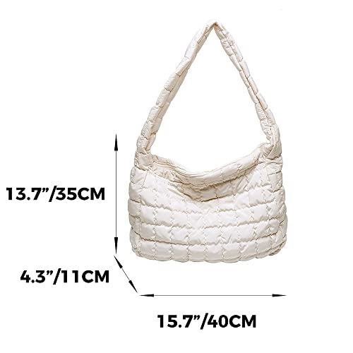 Quilted Crossbody Bags For Women Large Capacity Puffer Tote Bags Unique Boho Hippe Padded Handbag Trendy Y2k Bag (Green)