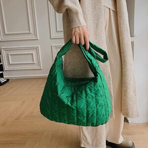 Quilted Crossbody Bags For Women Large Capacity Puffer Tote Bags Unique Boho Hippe Padded Handbag Trendy Y2k Bag (Green)