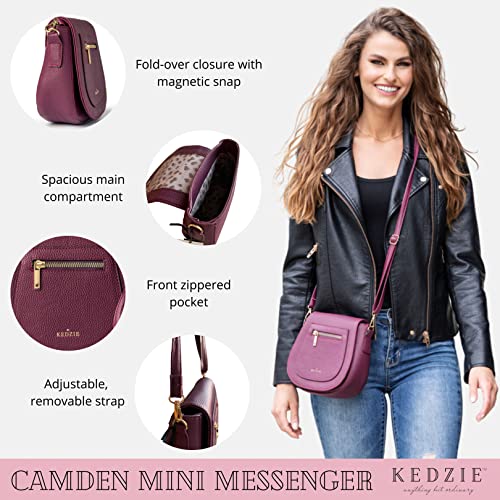 KEDZIE Camden Classic Mini Messenger in Vegan Leather Crossbody Bag Cell Phone Purse for Women - Black