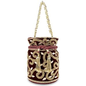 Aheli Potli Bags for Women Evening Bag Clutch Ethnic Bride Purse with Drawstring (P64M)