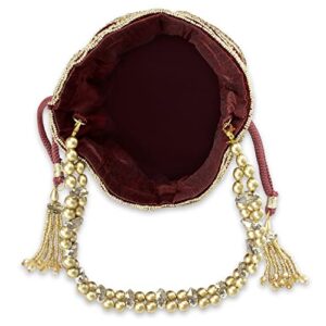 Aheli Potli Bags for Women Evening Bag Clutch Ethnic Bride Purse with Drawstring (P64M)