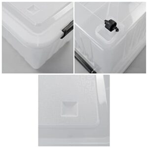 Yesdate 4-Pack Plastic Large Storage Box with Lid, Latching Storage Box Bin, Clear, 30 L