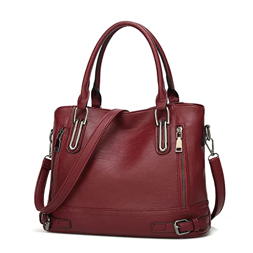 DIRRONA Classic Womens Handbag Ladies Shoulder Bag Casual Messenger Bag Tote Bag Work Travel Women Bag PU Leather Red