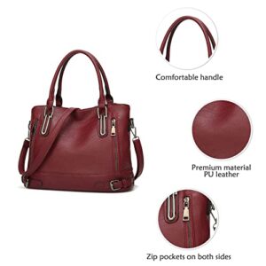 DIRRONA Classic Womens Handbag Ladies Shoulder Bag Casual Messenger Bag Tote Bag Work Travel Women Bag PU Leather Red