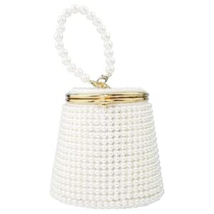 bestyrocly small pearl bag for women white beaded clutch pursehandbag