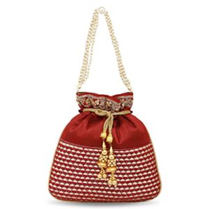 Aheli Potli Bags for Women Evening Bag Clutch Ethnic Bride Purse with Drawstring(P05M)