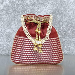 Aheli Potli Bags for Women Evening Bag Clutch Ethnic Bride Purse with Drawstring(P05M)