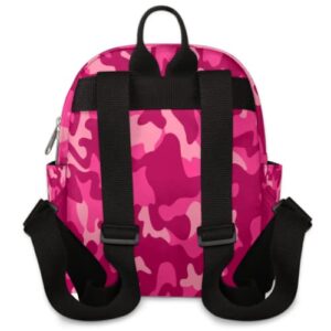 Red Pink Camouflage Pattern Mini Backpack for Women, Small Fashion Backpack Purse Travel Casual Lightweight Daypack