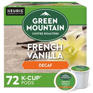 green mountain coffee roasters french vanilla decaf, single-serve keurig k-cup pods, flavored light roast coffee, 72 count