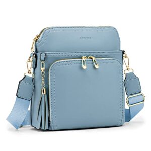 roulens crossbody bag for women,multi pocket shoulder bag card holder wallet purse with tassel