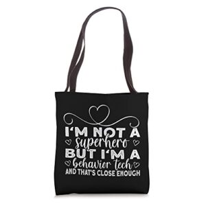 behavior technician superhero aba therapist tote bag