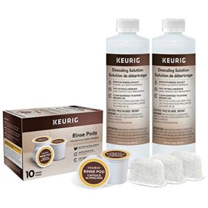 keurig brewer maintenance kit, includes descaling solution, water filter cartridges & rinse pods, compatible with keurig classic/1.0 & 2.0 k-cup pod coffee makers, 14 count