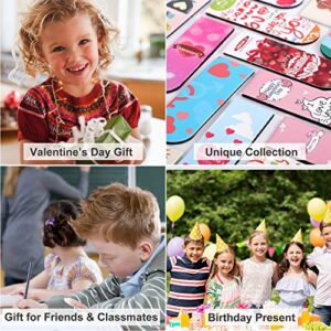 FiGoal 30 Pack Valentine's Day Magnetic Bookmark with 30 Valentine's Day Cards Kids Classroom Assorted Stationery Value Gift Set in 30 Different Designs Classroom Exchange Party Supplies