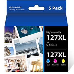 127 127XL T127 Remanufactured Ink cartridges for Epson T127 127 XL Ink Cartridge to use for Workforce 545 845 645 WF-3540 WF-3520 WF-7010 WF-7510 WF-7520 NX530 NX625 Printer (5 Pack)