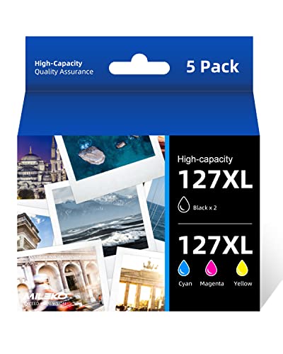 127 127XL T127 Remanufactured Ink cartridges for Epson T127 127 XL Ink Cartridge to use for Workforce 545 845 645 WF-3540 WF-3520 WF-7010 WF-7510 WF-7520 NX530 NX625 Printer (5 Pack)