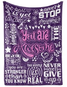 innobeta coworker leaving gifts for women flannel blankets throws, inspirational gifts for women, going away farewell gifts for coworkers – purple flannel blanket (50″x 65″) – you are awesome