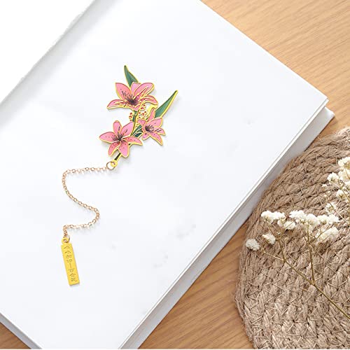 Metal Bookmark Flower Brass Hollow Space Bookmarks for Reading Pendant 1 Piece