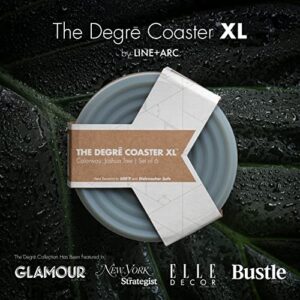 The Degrē Coasters XL (Sand Stone, Set of 6) by LINE+ARC. 10mm Thick, Dishwasher Safe, Stain-Resistant, Outdoor, Coffee Table, Silicone, Modern, Mid Century, Drink, Non-Absorbent, Housewarming Gift